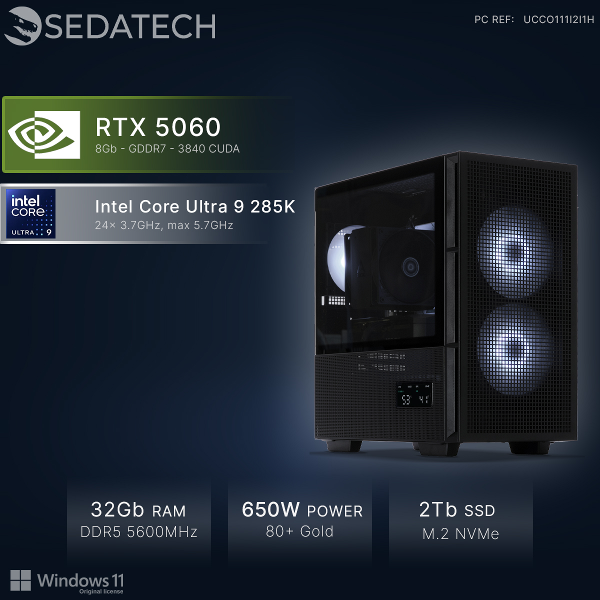 Gaming PC, Intel Core Ultra 9 285K, Geforce RTX 5060 | Sedatech
