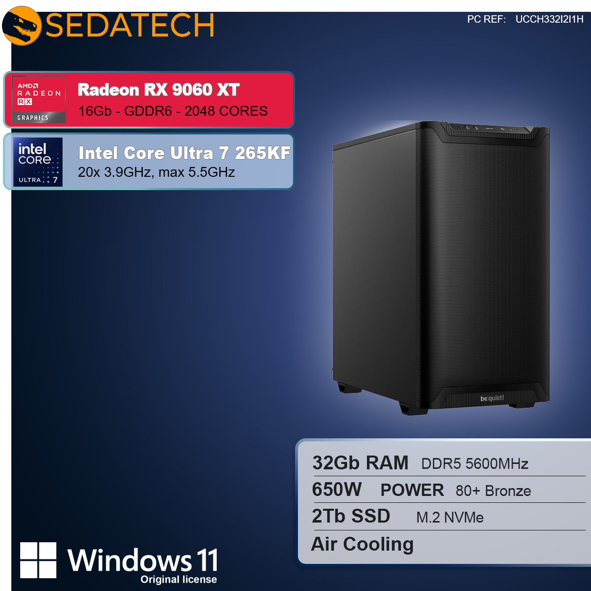 Gaming PC, Intel Core Ultra 7 265KF, Radeon RX 9060 XT | Sedatech